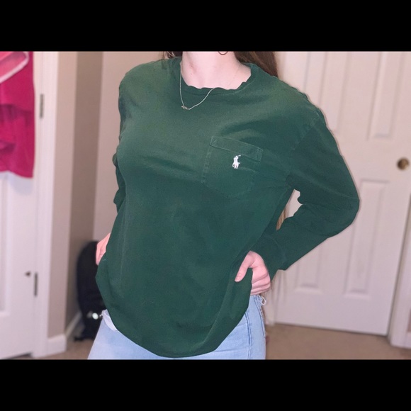 Polo Ralph Lauren | Shirts | Ralph Lauren Green Long Sleeve Polo No Collar | Poshmark